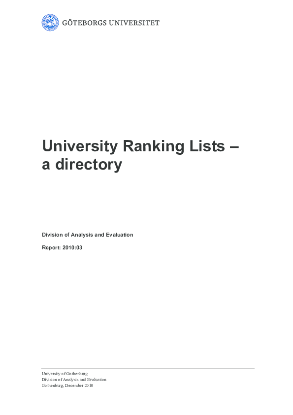 (PDF) University Ranking Lists - a directory