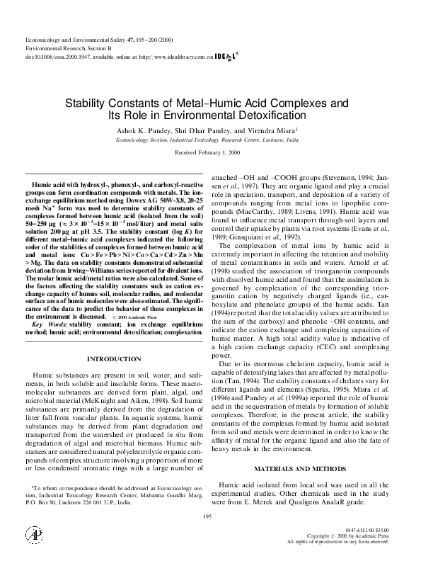 stability constants of metal ion complexes pdf