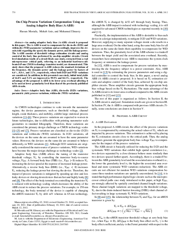 (PDF) On-Chip Process Variations Compensation Using an Analog Adaptive ...