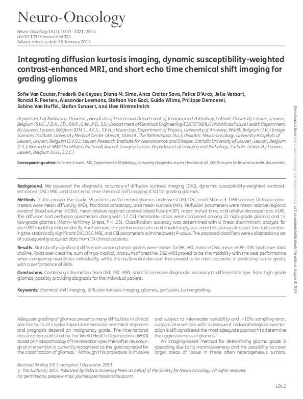 (PDF) Integrating diffusion kurtosis imaging, dynamic susceptibility-weighted contrast-enhanced ...