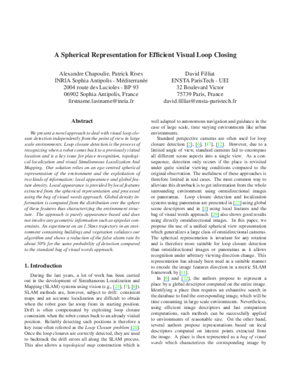 (PDF) A spherical representation for efficient visual loop closing