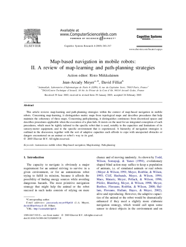 Pdf Map Based Navigation In Mobile Robots