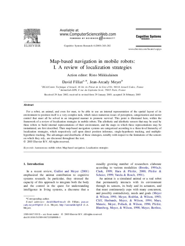 Pdf Map Based Navigation In Mobile Robots I A Review Of