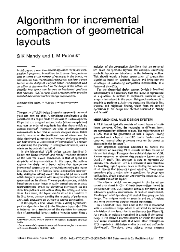 Pdf Algorithm For Incremental Compaction Of Geometrical Layouts