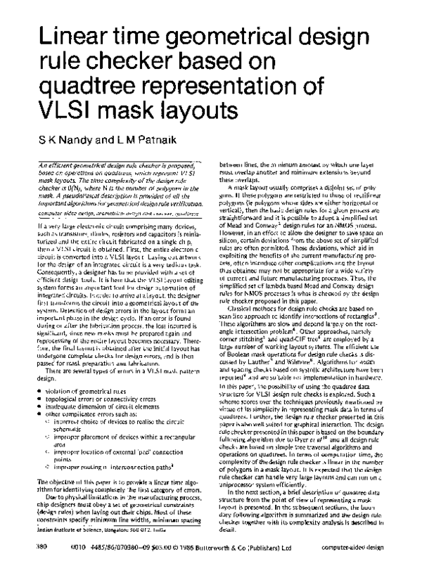 (PDF) Linear time geometrical design rule checker based on quadtree representation of VLSI mask ...