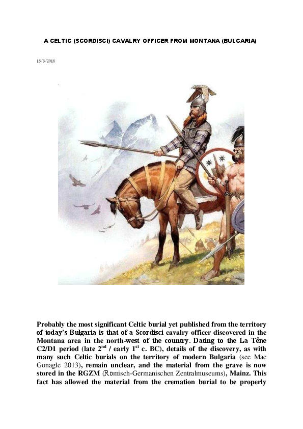 (PDF) A CELTIC (SCORDISCI) CAVALRY OFFICER FROM MONTANA (BULGARIA)