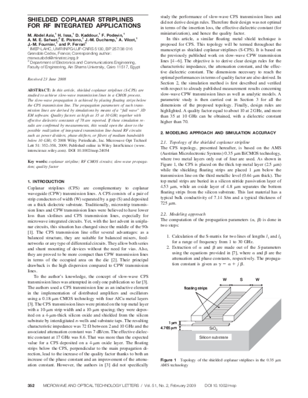 (PDF) Shielded coplanar striplines for RF integrated applications