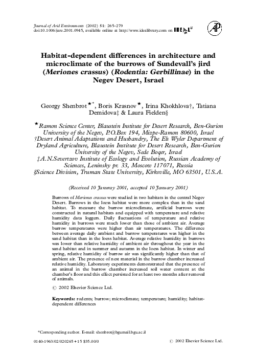 (PDF) Habitat-dependent differences in architecture and microclimate of ...