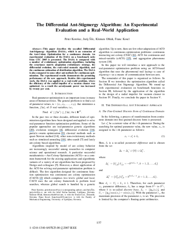 (PDF) The differential ant-stigmergy algorithm: an experimental ...