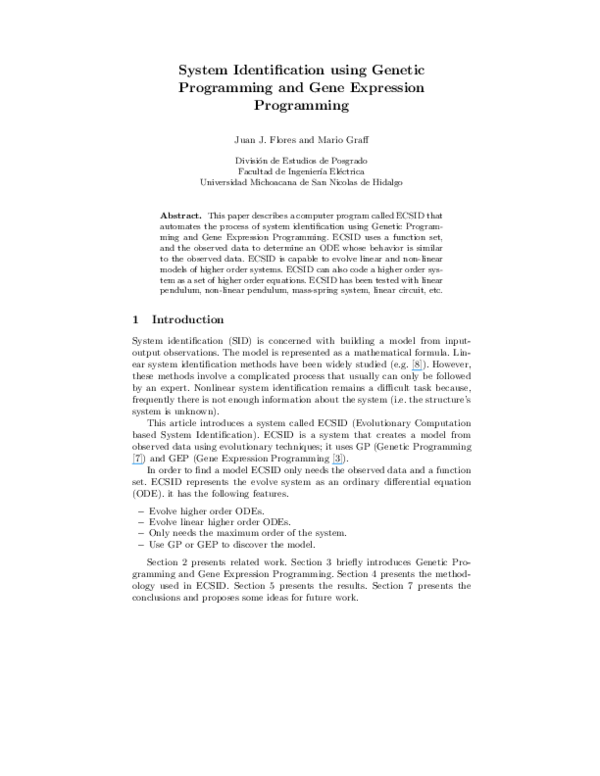 (PDF) System identification using genetic programming and gene expression programming