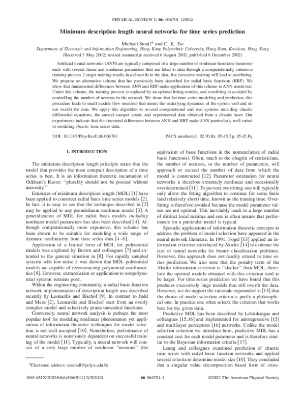 (PDF) Minimum description length neural networks for time series prediction