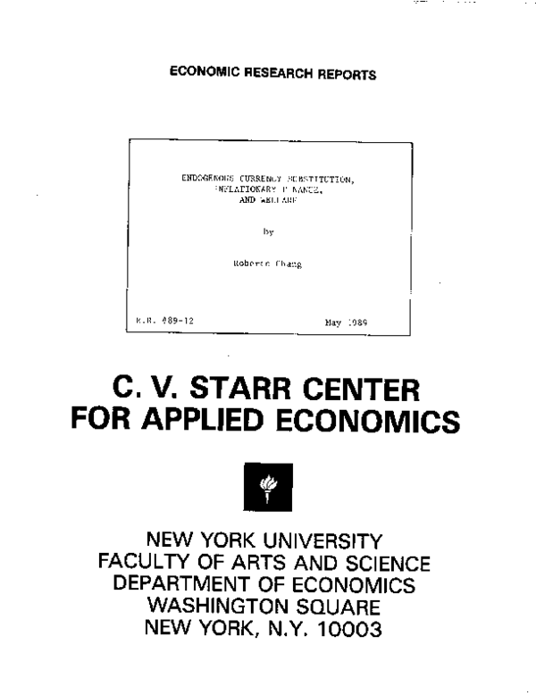 (PDF) Endogenous Currency Substitution, Inflationary Finance, and Welfare