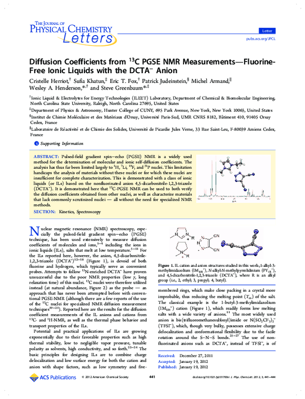 (PDF) Diffusion Coefficients from 13C PGSE NMR Measurements Fluorine ...