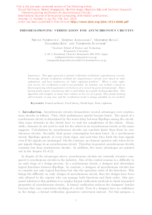 (PDF) Theorem-Proving for Asynchronous Circuit Verif.