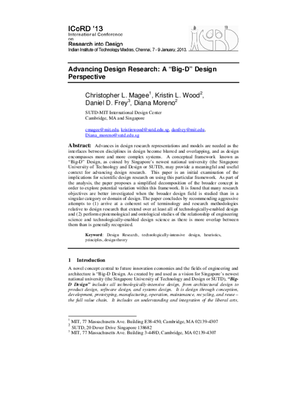 (PDF) Advancing Design Research: A “Big-D” Design Perspective