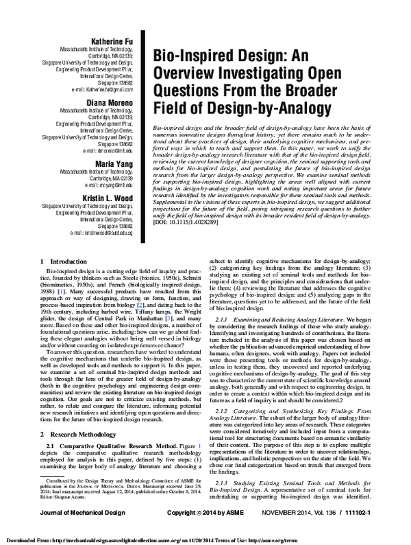 (PDF) Bio-Inspired Design: An Overview Investigating Open Questions ...