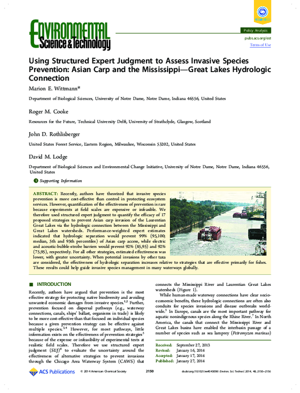 (PDF) Using structured expert judgment to assess invasive species ...