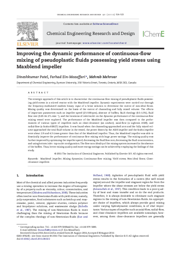 (PDF) Improving the dynamic performance of continuous-flow mixing of ...
