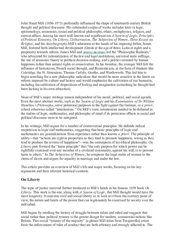 (DOC) John Stuart Mill 1