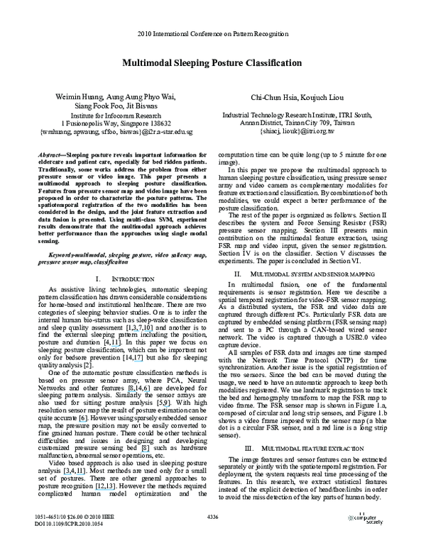 Pdf Multimodal Sleeping Posture Classification