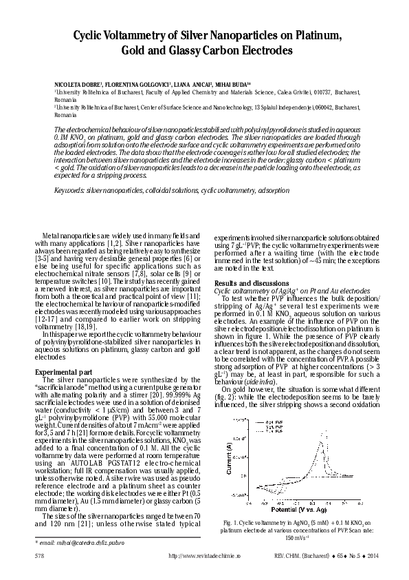 (PDF) Cyclic Voltammetry of Silver Nanoparticles on Platinum, Gold and ...