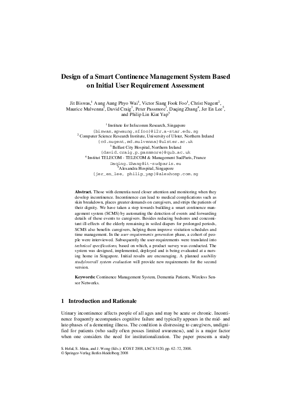 (PDF) Design of a Smart Continence Management System Based on Initial ...