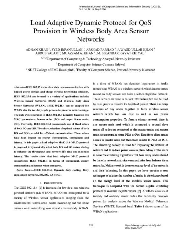 (PDF) Load Adaptive Dynamic Protocol for QoS Provision in Wireless Body Area Sensor Networks