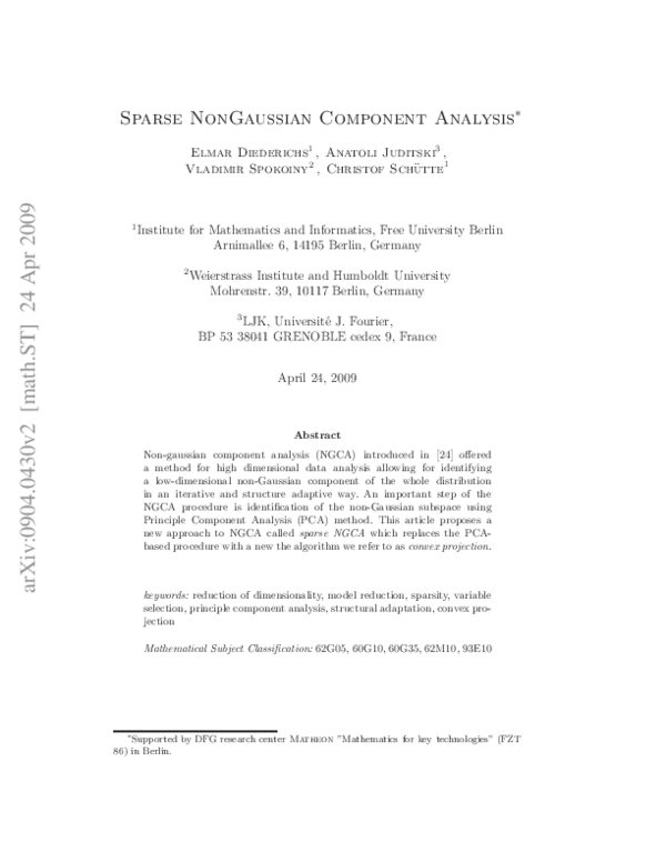 Pdf Sparse Non Gaussian Component Analysis