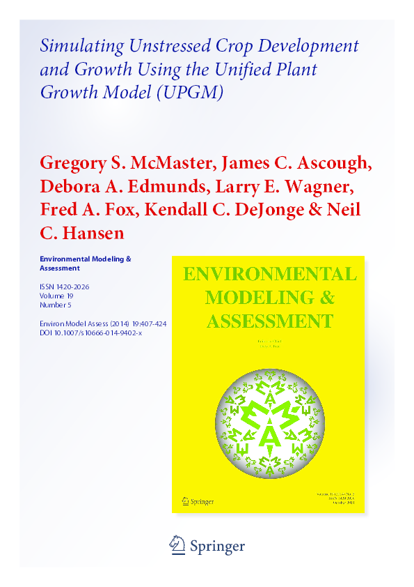 (PDF) Simulating Unstressed Crop Development and Growth Using the Unified Plant Growth Model (UPGM)