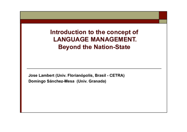 (PDF) Introduction to the concept of LANGUAGE MANAGEMENT. Beyond the ...