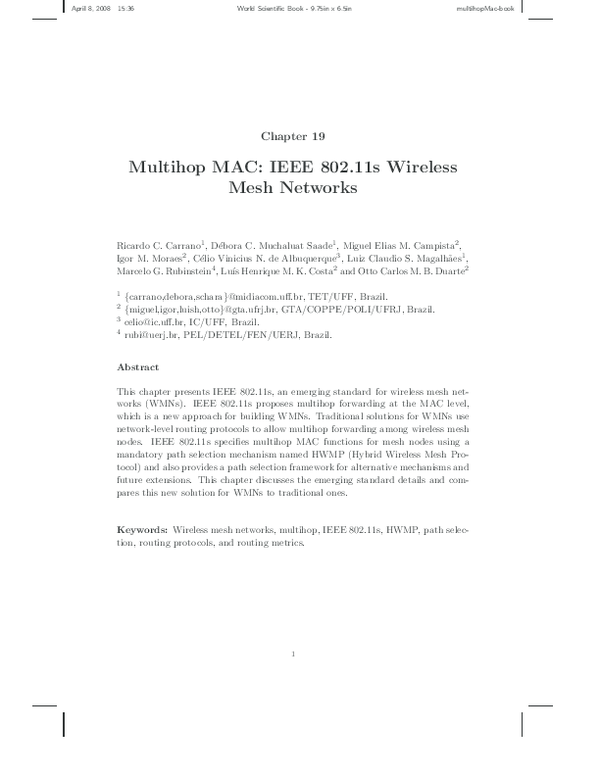 (PDF) Multihop MAC: IEEE 802.11 s Wireless Mesh Networks