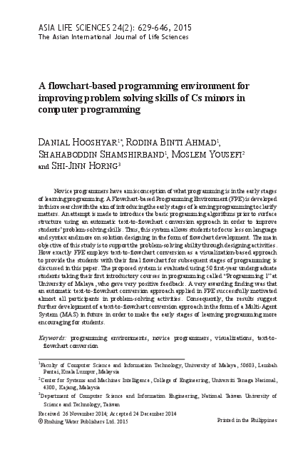 Pdf A Flowchart Based Programming Environment For Improving Problem Solving Skills Of Cs