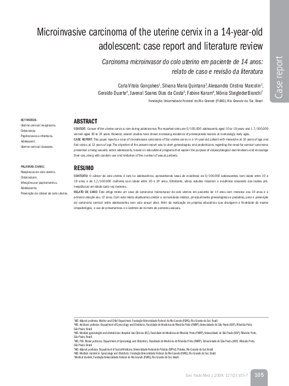(PDF) Microinvasive carcinoma of the uterine cervix in a 14-year-old ...
