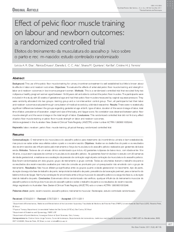 (PDF) Effect of pelvic floor muscle training on labour and newborn ...