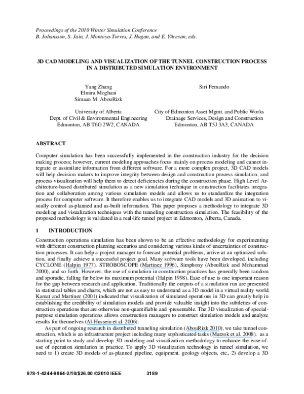 Pdf 3d Cad Modeling And Visualization Of The Tunnel Construction Process In A Distributed