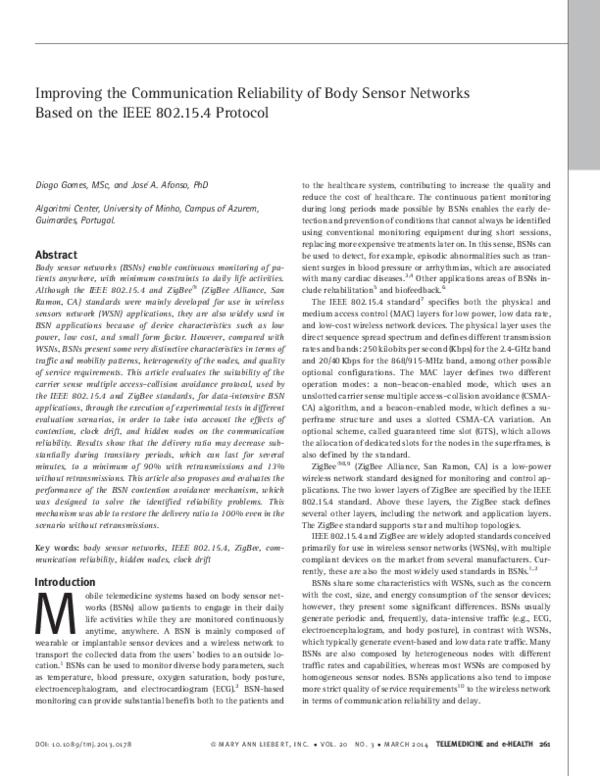 (PDF) Improving the communication reliability of body sensor networks ...