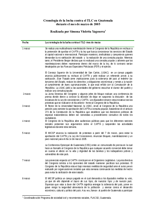 (DOC) Cronología de la lucha contra el TLC en Guatemala durante el mes ...