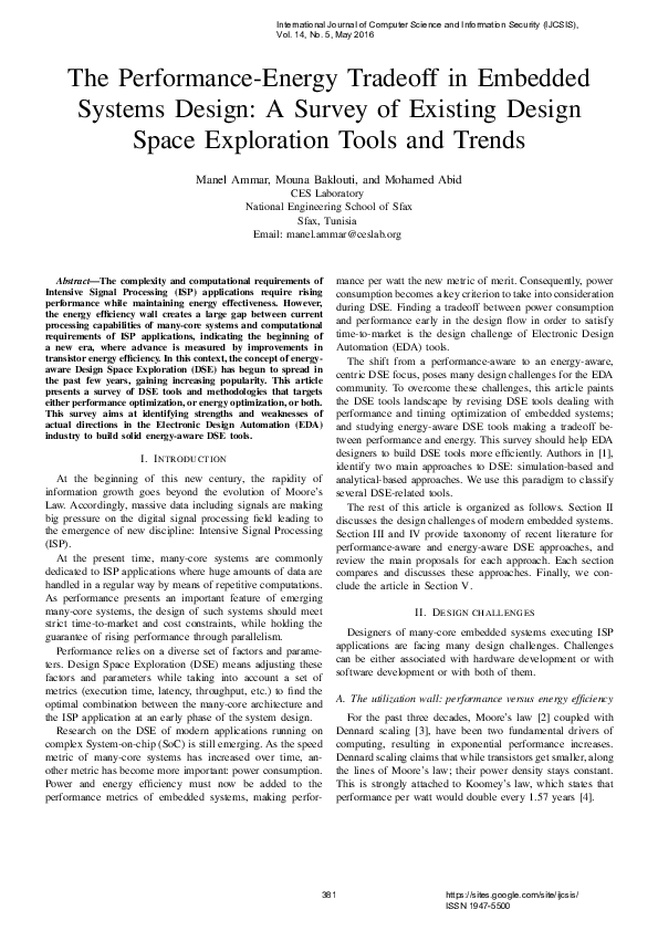 Pdf The Performance Energy Tradeoff In Embedded Systems Design A