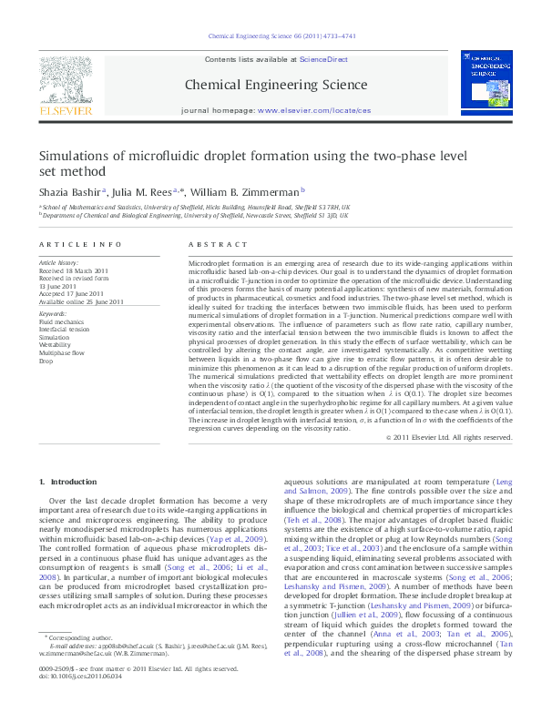 (PDF) Simulations of microfluidic droplet formation using the two-phase level set method