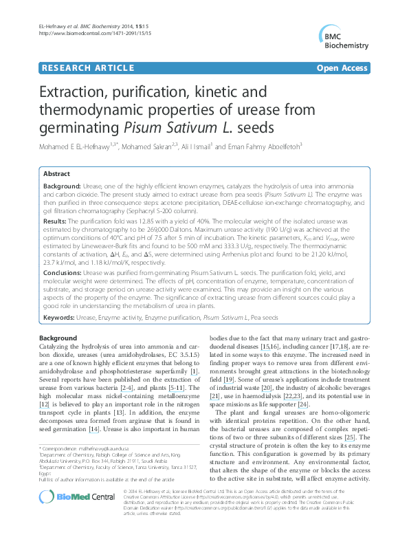 (PDF) Extraction, purification, kinetic and thermodynamic properties of ...