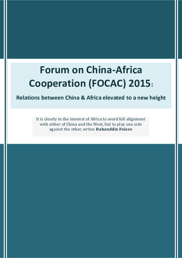 Forum on China-Africa Cooperation (FOCAC) 2015: Relations between China ...