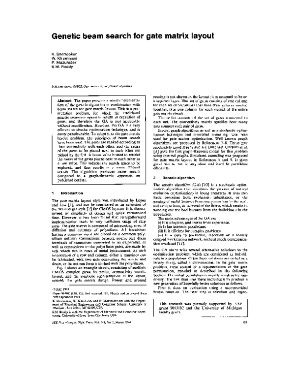 (PDF) Genetic Beam Search For Gate Matrix Layout