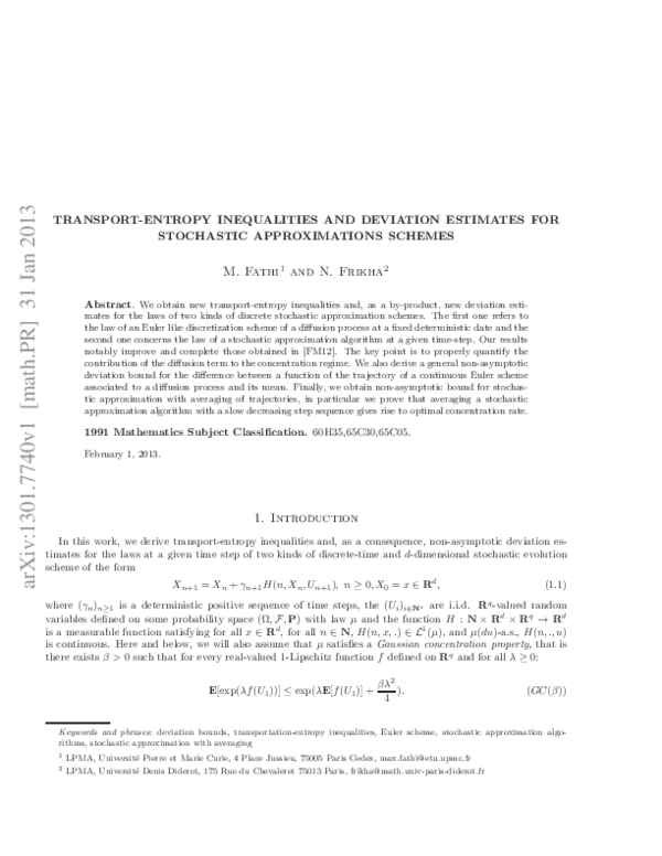 Pdf Transport Entropy Inequalities And Deviation Estimates For