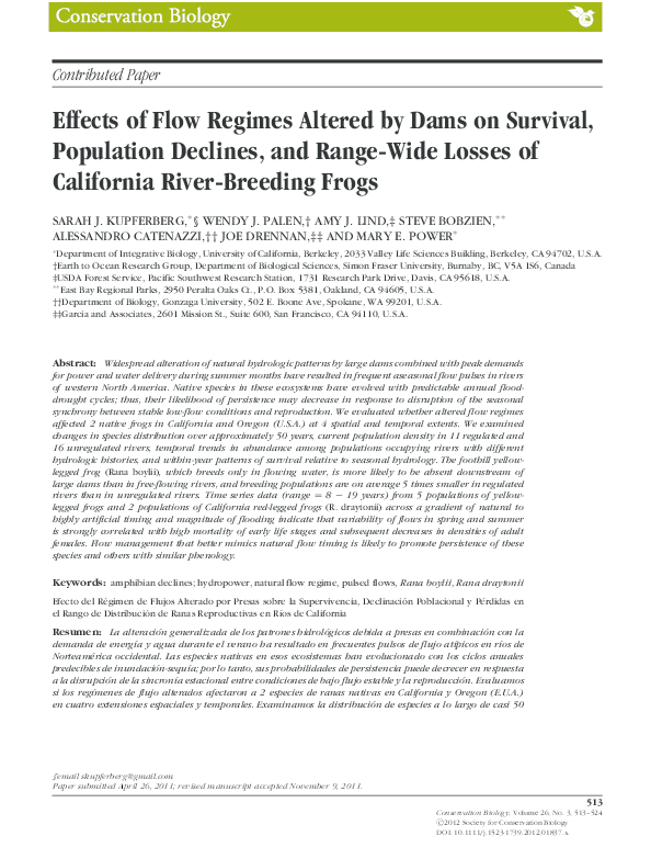 (PDF) Effects of Flow Regimes Altered by Dams on Survival, Population ...