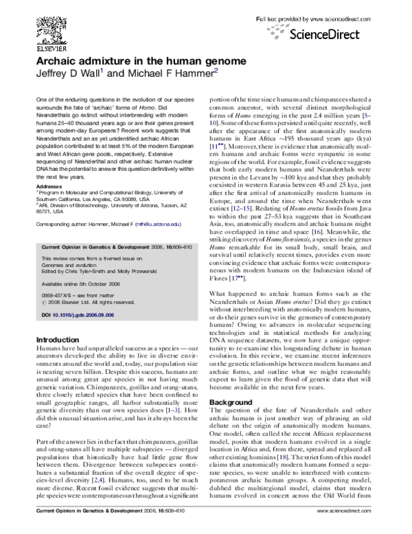 (PDF) Archaic admixture in the human genome