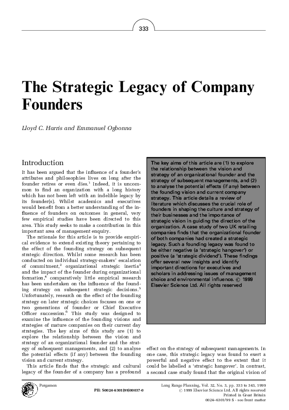 (PDF) The strategic legacy of company founders