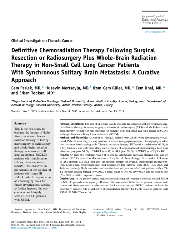 (PDF) Definitive Chemoradiation Therapy Following Surgical Resection or ...