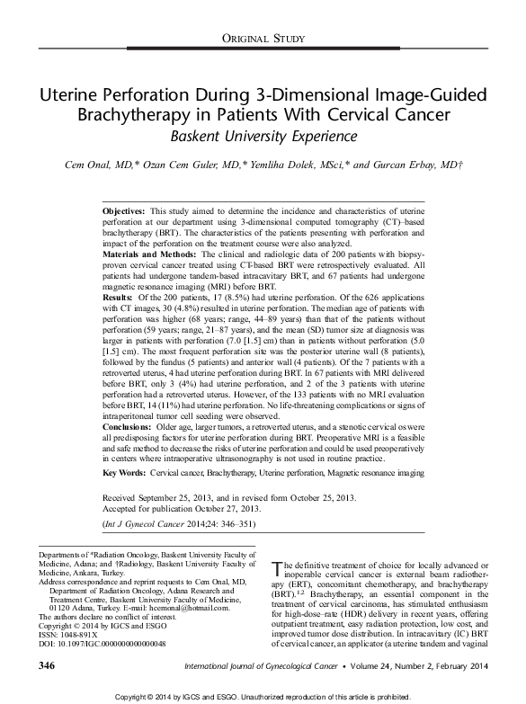 (PDF) Uterine Perforation During 3-Dimensional Image-Guided ...