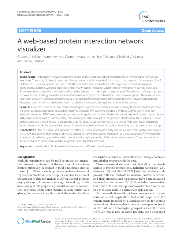 Pdf A Web Based Protein Interaction Network Visualizer
