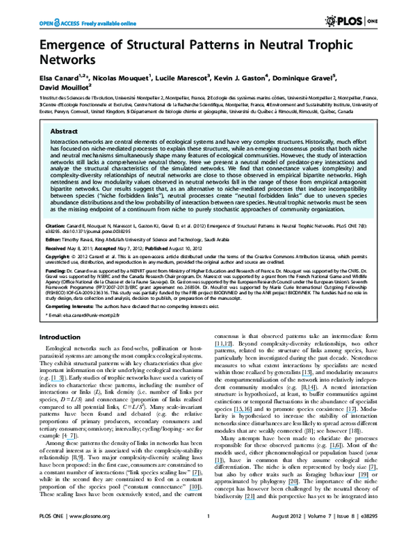 (PDF) Emergence of structural patterns in neutral trophic networks